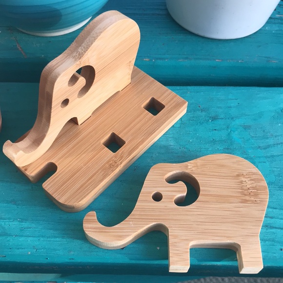 Office | Wooden Elephant Tabletop Phone Stand | Poshmark